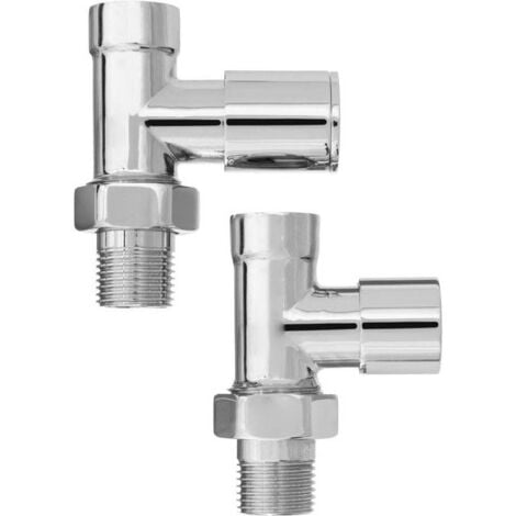 Inline Straight Chrome Radiator Valves Set Pack 1/2" BSP 15mm Inlet ...