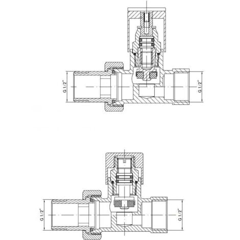 Inline Straight Chrome Radiator Valves Set Pack 1/2" BSP 15mm Inlet ...