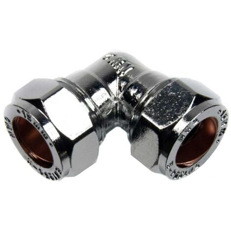 15mm Compression Equal Elbow Copper Pipe Fittings Chrome Plated