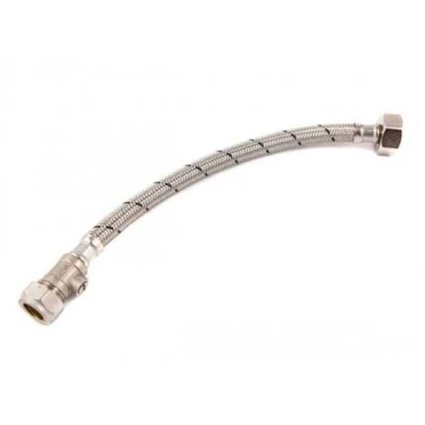 15mm x 1/2 x 300mm Flexible Tap Connector with Isolation Valve WRAS