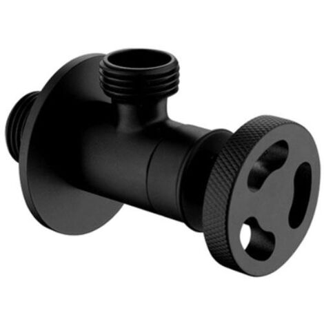 Black Wall Mounted Angled Isolation Valve Round 1/2
