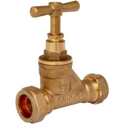 Brass Stopcock 22mm Compression Shut Off Valve BS1010