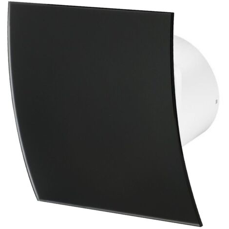 100mm Timer Extractor Fan Matte Black Glass Front Panel ESCUDO Wall ...