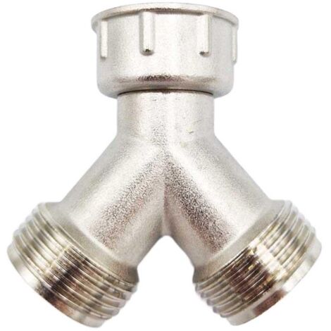 Brass Metal Washing Machine Y Piece 3/4 Splitter 2 Way Hose Connector 3/4