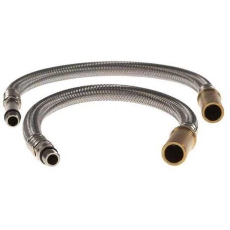 Pair Mono Block Flexible Tap Hoses Tails Connectors M10 x 15mm Shank x ...