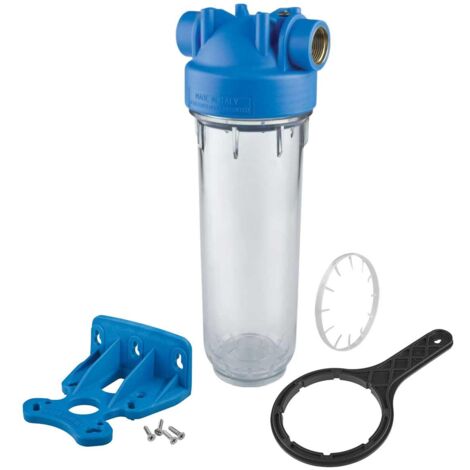 1 Stage 10" Inline Water Filter System Housing 3/4" Ports With Wall ...