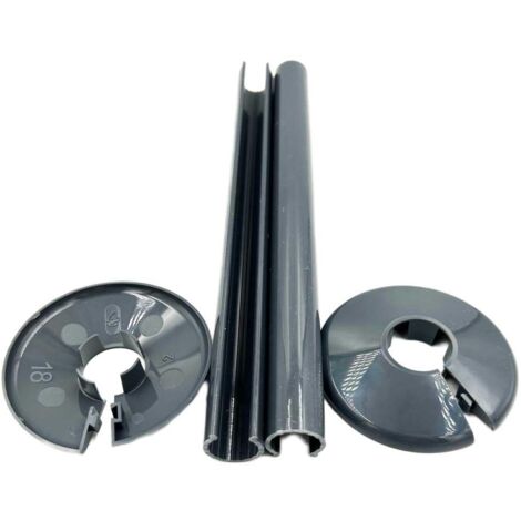 2 x Dark Grey Snappit Pipe Covers and Collars for Radiator Pipework