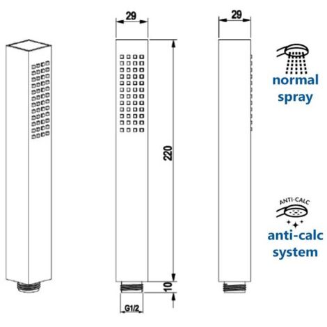 Long Rectangle Shaped Shower Head Replacement Matte Black Colour ...