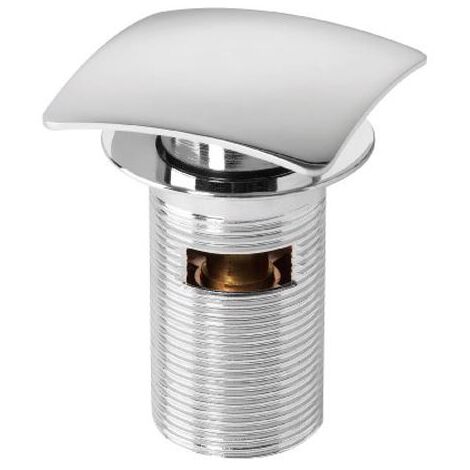 Click-Clack Slotted Square Chrome Push Waste Plug Sink/Basin