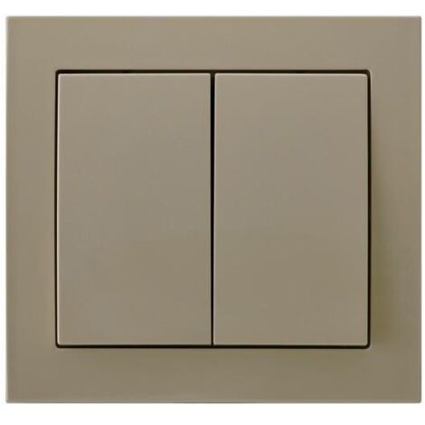 Double Big Button Indoor Light Switch Click Wall Plate Beige