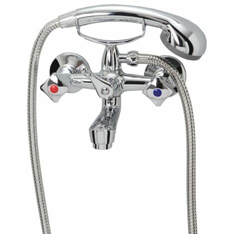 Classic Bath Tap Chrome Wall Mounted With Shower Handle