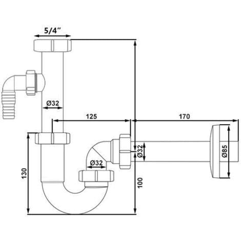 Basic Basin P-Trap 32mm Waste Washing Machine Input