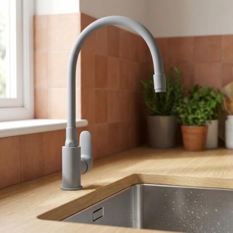 Gray Elastic Spout Shape Memory Kitchen Mixer Tap Tall Inox Single ...