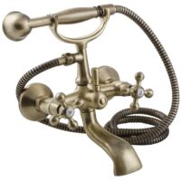 Antique Brass Bathroom Bath Tap with Ancient Retro Heads