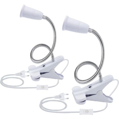 2PCS LED Table Lamp Base E27 Clip-on Bulb Socket Gooseneck Lamp Holder ...