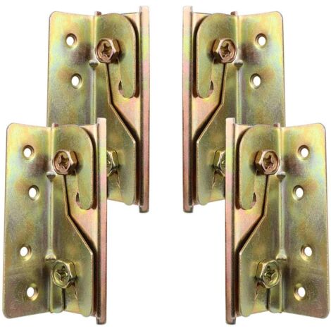 Set of 4 Heavy Duty Rust Resistant Bed Rail Brackets No Mortise with Screws