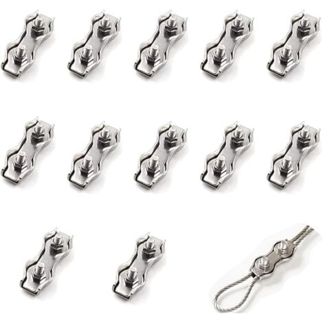 12Pcs Steel Wire Rope Double Clamp m2, Stainless Steel Cable Clamp ...