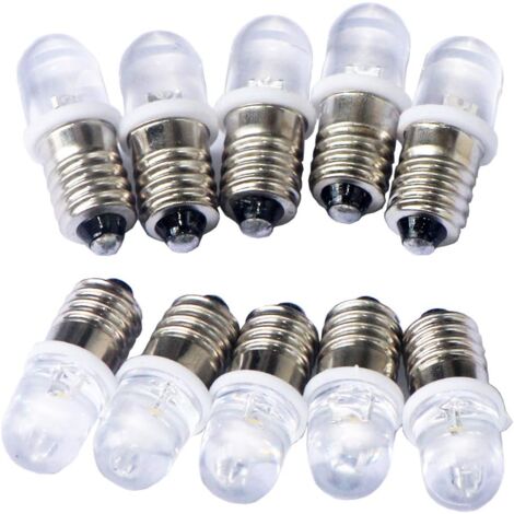 10pcs E10 6V Spot LED Bulb Lamps Cool White，6000K