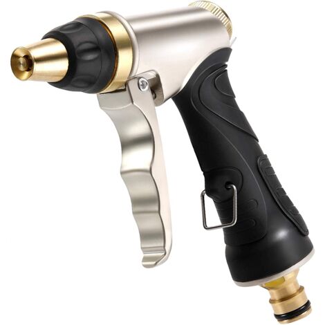 Garden Hose Gun with Brass Nozzle Heavy Duty High Pressure Adjustable Spray Jet Nozzle for Car Washing Pets Garden Sidewalk Cleaning