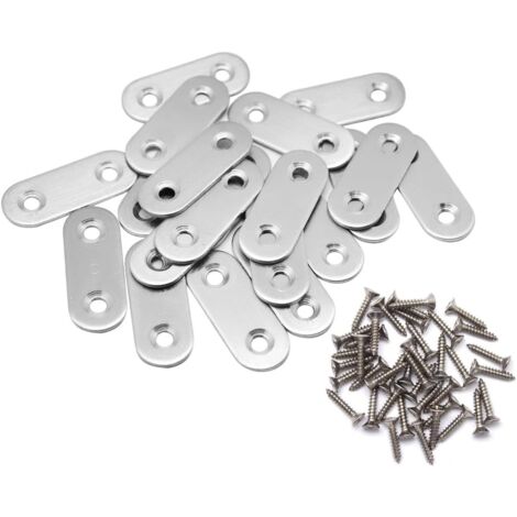 20pcs Flat Corner Brackets, Two Hole Metal Joint Plates, Stainless ...