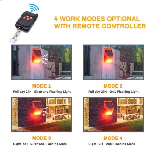 Solar Strobe Light with Motion Sensor Achort IP65 Waterproof LED Solar ...