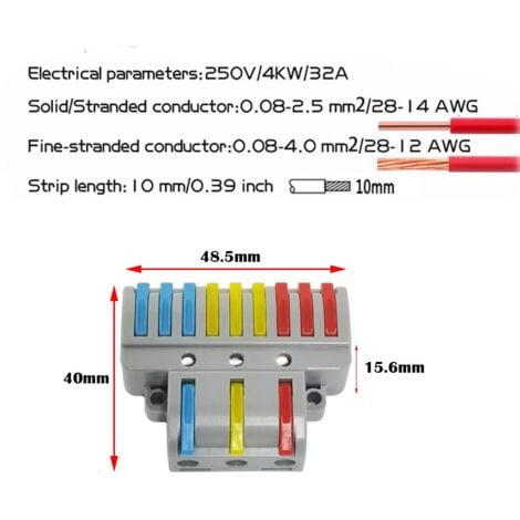 Connection Terminals, 6 Pcs Electrical Connector with Operating Lever ...