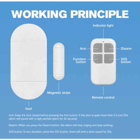 Door and Window Alarm, 130dB Wireless Door and Window Detectors with ...