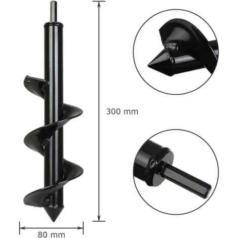 Auger Drill Bit, Garden Auger Ø 80mm + Gloves, Garden Auger for ...