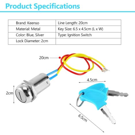 Ignition Key Switch 2 Wire Electric Key Switch Universal Lock Keys Key ...