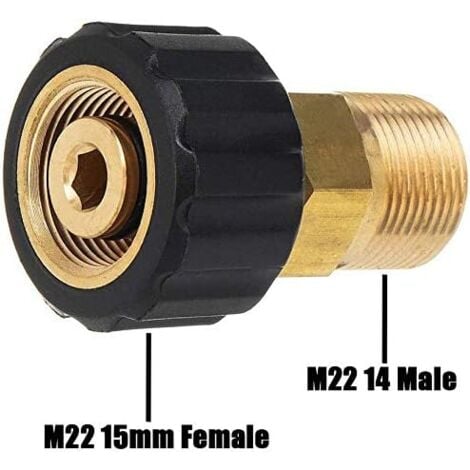 Pressure Washer Connector, M22 x 15mm Female Thread to M22 x 14mm Male ...