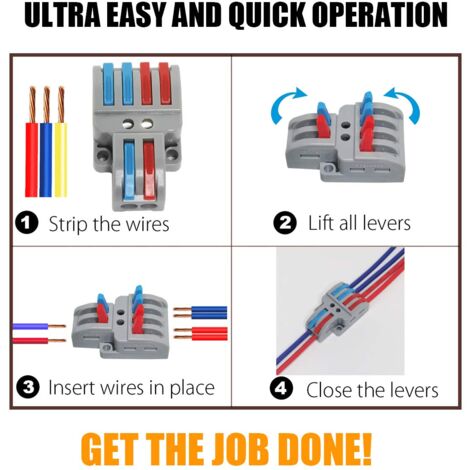 Connection Terminals, 10 Pcs Electrical Connector with Operating Lever ...