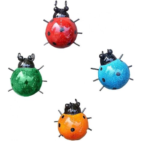 Ladybug Metal Garden Sculpture Wall Art Set Decorative Ornament Cute ...