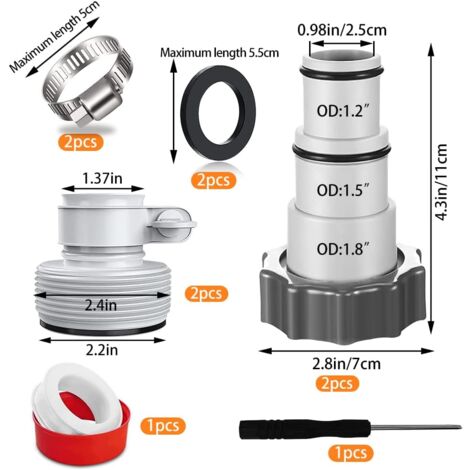 4PCS Poolschlauch Adapter,Adapter A und Type B für Intex Pool ...