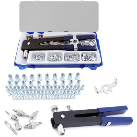 Nietmuttern-Set mit Gewinde, 86-teilig, Nietenmuttern-Pistolen-Set ...