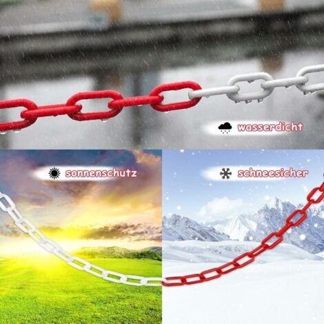 50m Absperrkette Rot Weiß Kunststoffkette 6mm Stärke Kunststoff ...