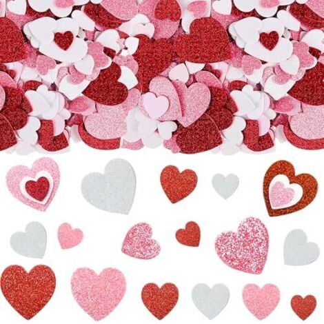 Glitzer Herz Sticker Moosgummi Selbstklebend,200 Stk Schaumstoff Herz ...