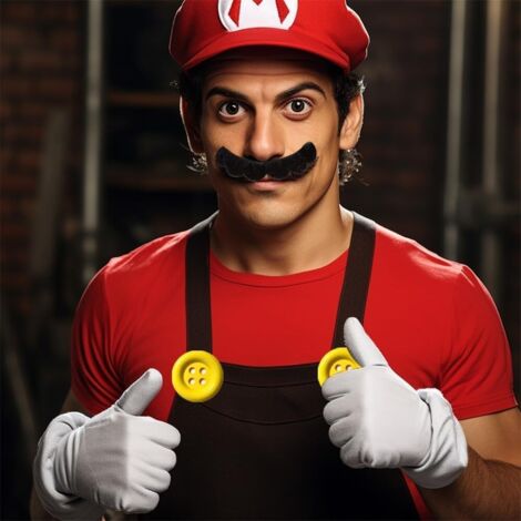 Mario & Luigi Kostüm Zubehör – Mütze, Hut, Handschuhe, Bart und gelbe ...