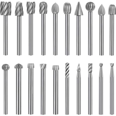 20pcs Burr Set, Carbide Burr Set, HSS Burrs Compatible with Dremel, 1/8 ...
