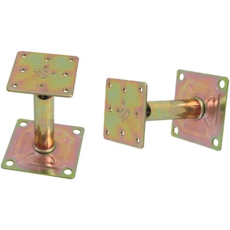 Pack of 2 galvanized raised post brackets, adjustable 100-150mm, heavy ...