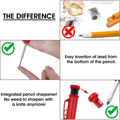 Set of 2 Strong Automatic Carpenter Mechanical Pencils with Pencil ...