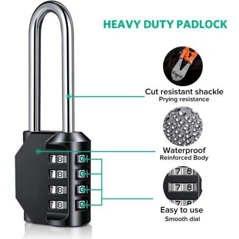 Outdoor long code padlock for gate, garden shed, long combination ...