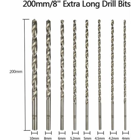Extended Twist Drill Bit High Speed Steel Twist Drill Bit Set 8pc ...