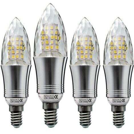 Set of 4 E14 12W candle-shaped LED light bulbs, 100W equivalent ...