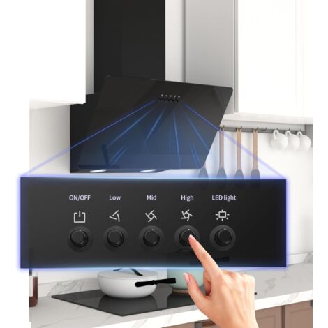 FIREGAS 60cm Angled Chimney Cooker Hood with 332m³/h, LEDs, Brushless ...