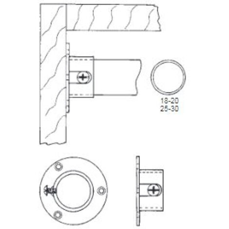 Support latéral tube rond chromé Ø 25 mm MANART - M724/25CR