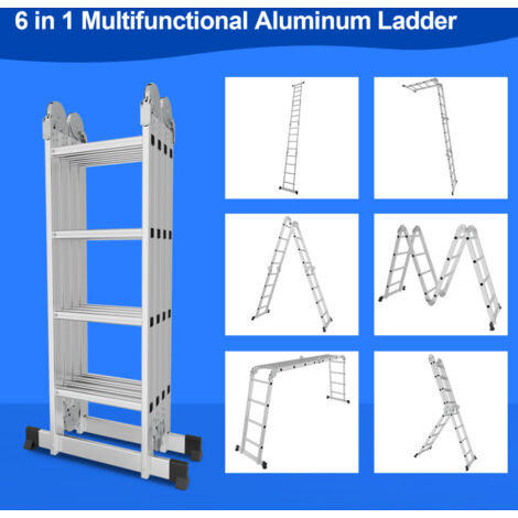 SWANEW Escalera telescópica Escalera extensible ligera de aluminio ...