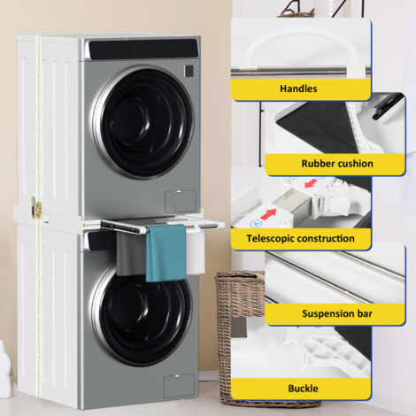 SWANEW Kit Apilable Lavadora/Secadora Blanca, Columna Extraíble ...