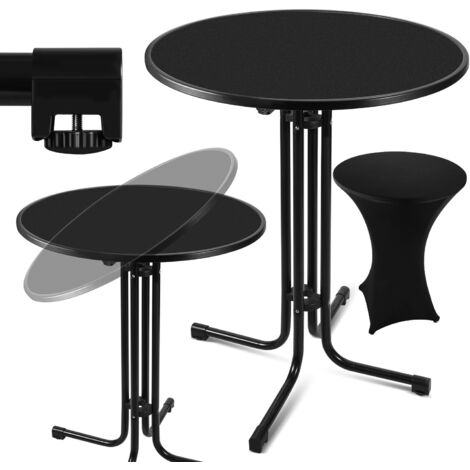 SWANEW Bistro Stand Restaurante Mesa Alta Bandeja Móvil Ø 80cm Negro