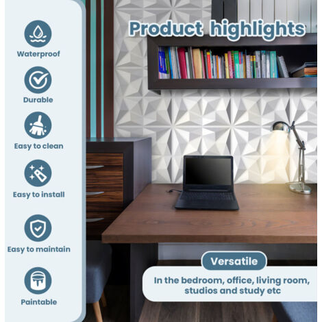 Panel mural 3D para pintar - paquete de 1,08 m² - lote de 12 piezas - 0 ...