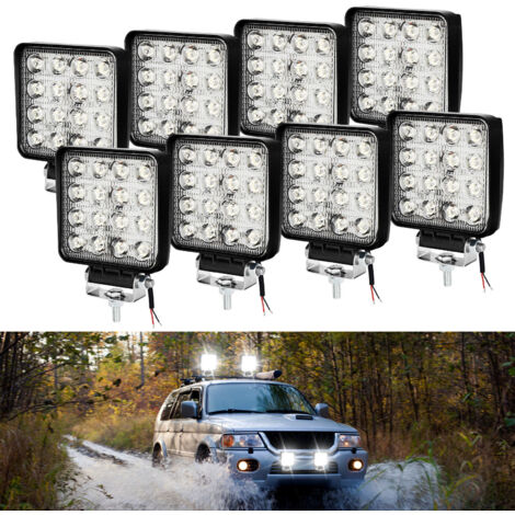 SWANEW Focos Led para Tractores 48W Cuadrado 8 Piezas Focos de Coche ...